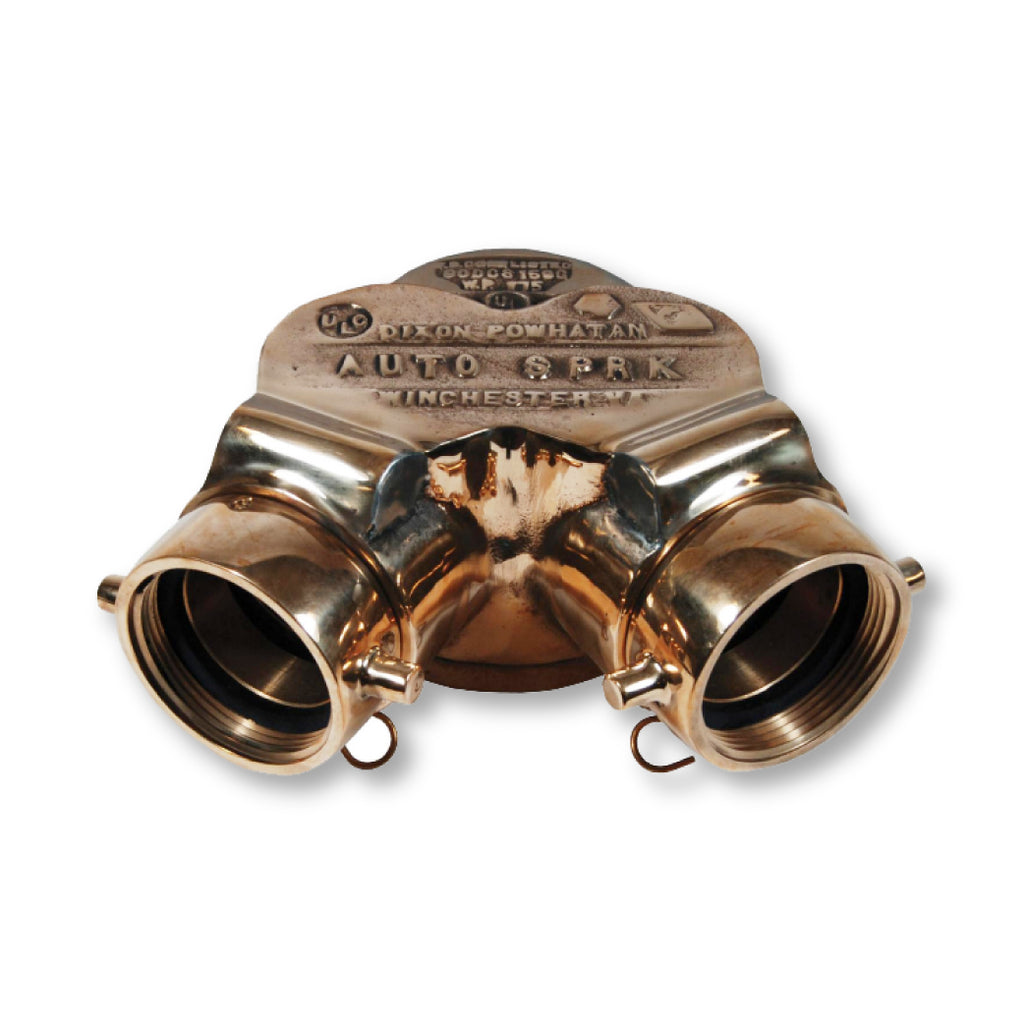 FDC 90 Degree Double Clapper Siamese Dual Female Inlet Polished Brass ...